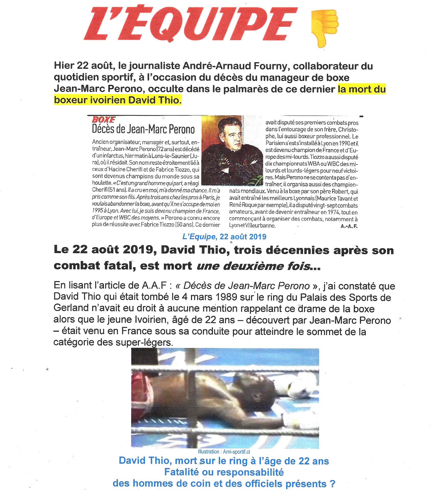 Boxe – A l’occasion de la disparition de Jean-Marc Perono, L’Equipe ...